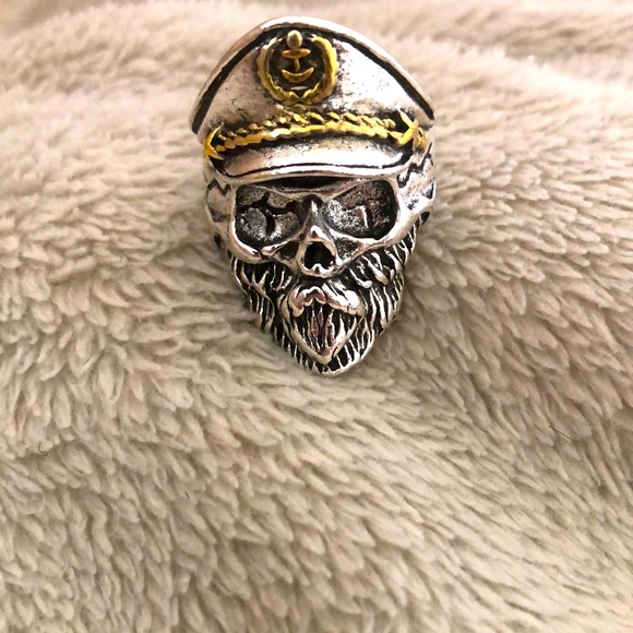 Accessories | Large Sea Captain Skull Silver Mens Ring | Poshmark